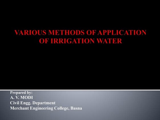 Presentation on Irrigation | PPTX | Gardening | Home & Garden