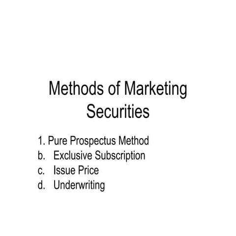 Methods Of Marketing Securities | PPT