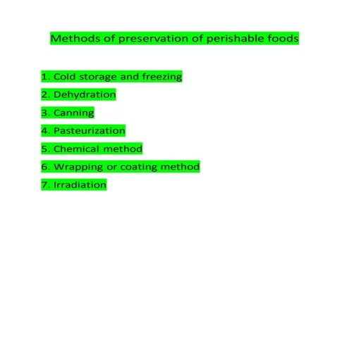 Methods of preservation of perishable foods | DOCX