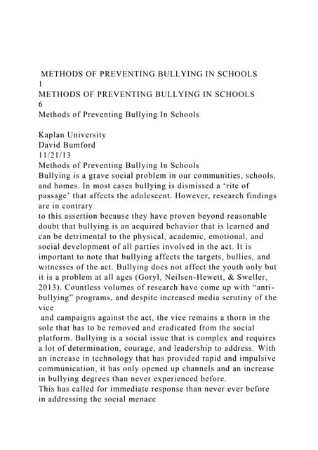 Research Study about Bullying | DOCX