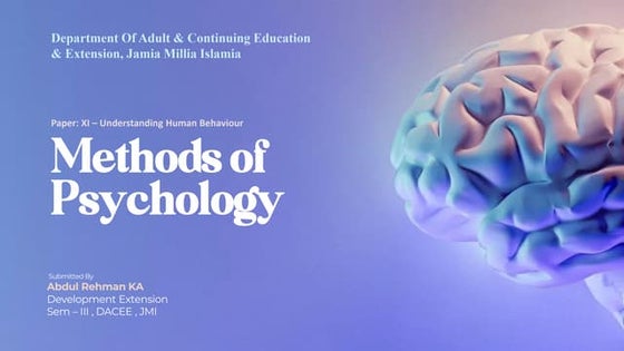 METHODS OF PSYCHOLOGY | PPTX | Science