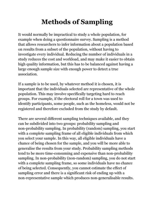 Types of data sampling | DOCX