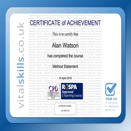 Refresher Course. Method Statements 10/04/18 | PPT