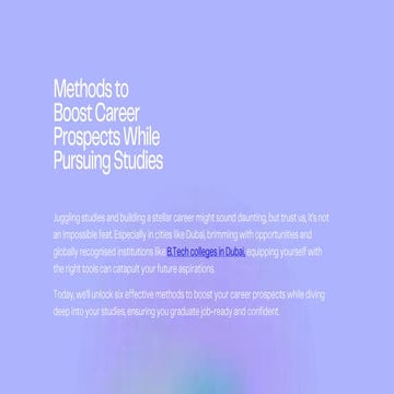 Methods to Boost Career Prospects While Pursuing Studies - Presentation ...