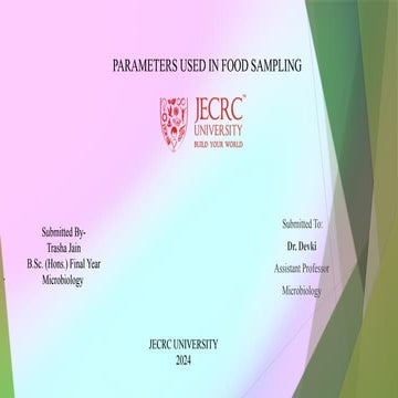 Methods used in food sampling.pptx in the microbiology which method is used for the sampling | PPTX