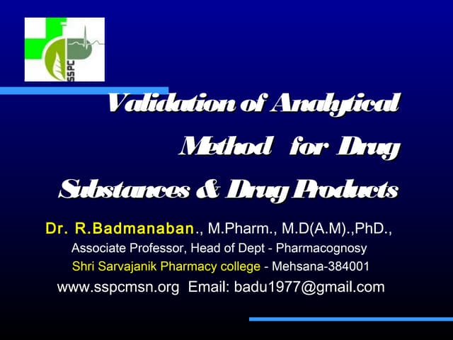 Related Substances Method Validation Pptslide Ppt
