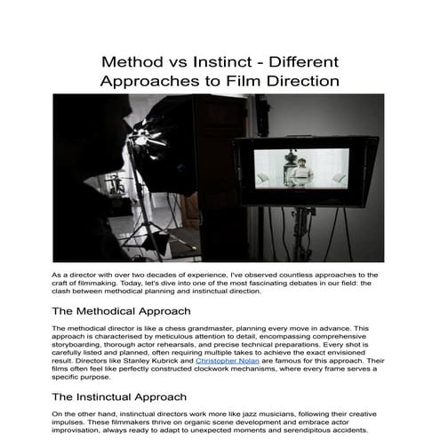 Method vs Instinct - Different Approaches to Film Direction | PDF