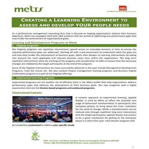 CREATING A LEARNING ENVIRONMENT TO ASSESS AND DEVELOP YOUR PEOPLE NEEDS | PDF