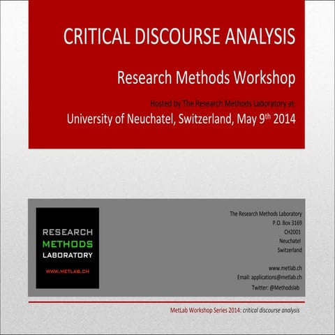 Research Methods Workshop, Discourse Analysis | PPT