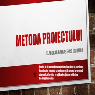 Metoda proiectului.o idee pentru intercularitate | PPTX