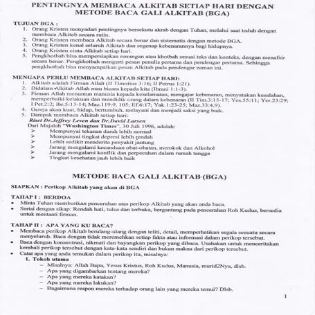 Metode Baca Gali Alkitab (BGA) | PDF