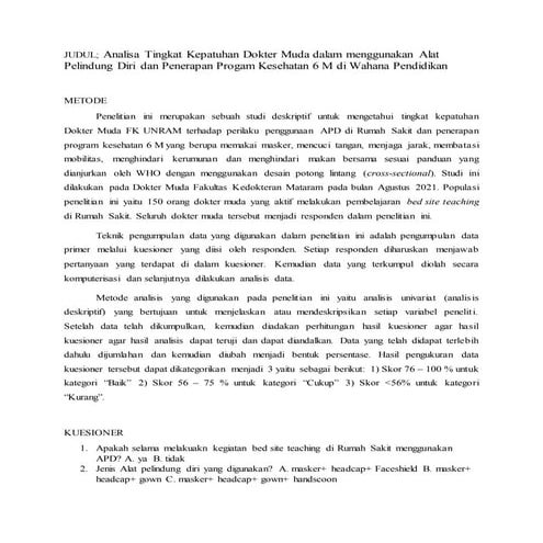 Metode dan kuesioner | DOCX