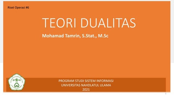 Dualitas- Program Linear | PPT