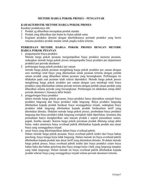 Harga pokok proses | PPT