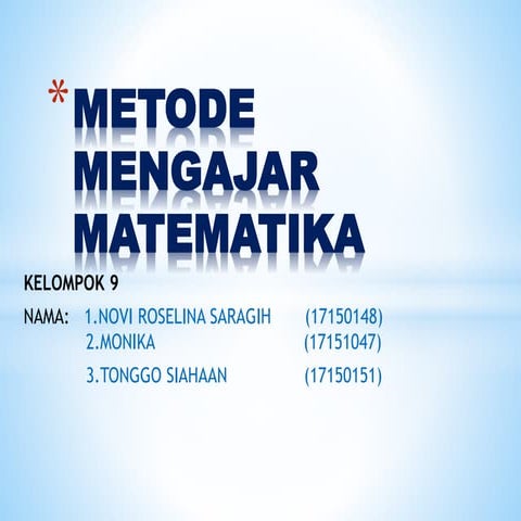 Metode mengajar matematika | PPT