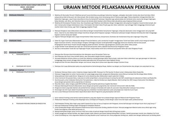 METODE PELAKSANAAN PEKERJAAN GEDUNG | PDF