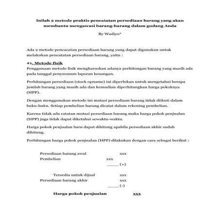 Metode pencatatan persediaan barang | PDF