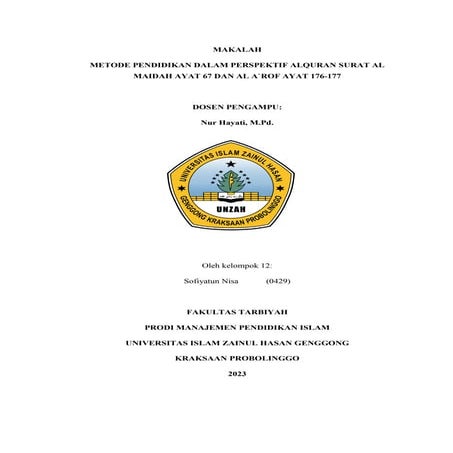 Metode Pendidikan dalam Perspektif Alquran Surat Al Maidah Ayat 67 dan Al A`Rof Ayat 176-177.pdf