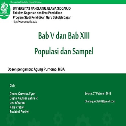 Metode penelitian bab 5 dan bab 13 populasi dan sampel pgsd 2015 | PPT