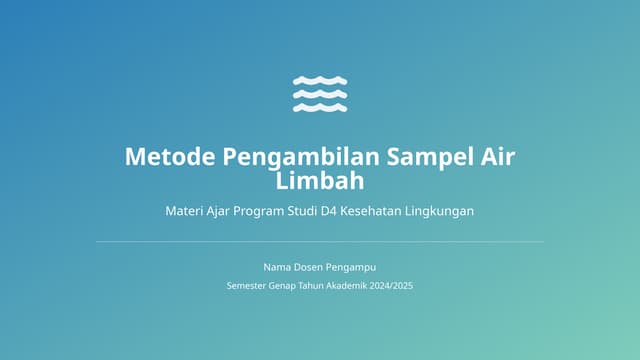 Cara Pengambilan Sampel Sampling Air | PDF