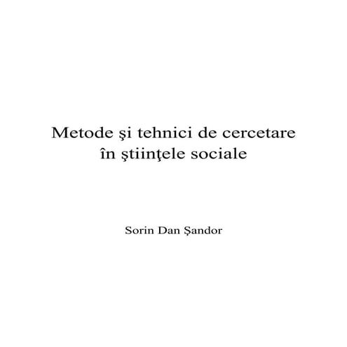 Metode si tehnici de cercetare in stiintele sociale | PDF
