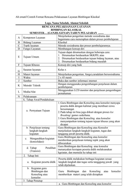 Contoh lembar instrumen evaluasi bkp | PDF