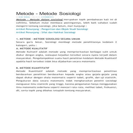 Metode sosiologi | DOCX