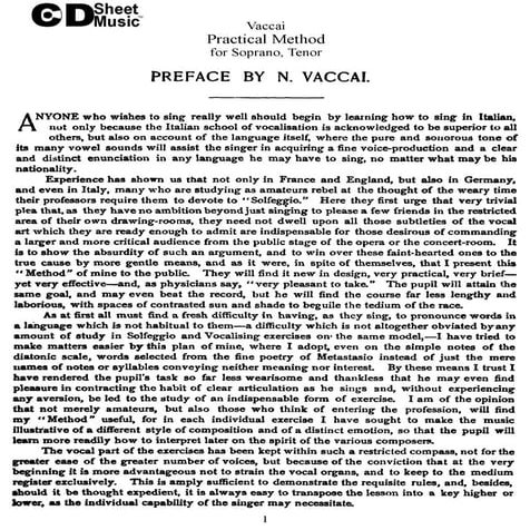 Metodi canto - vaccaj - metodo pratico (soprano, tenore) | PDF