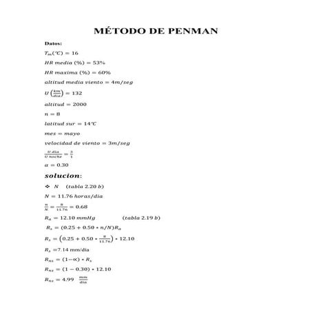 Metodo de penman | PDF