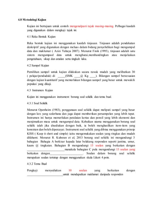 Contoh metodologi kajian | DOCX