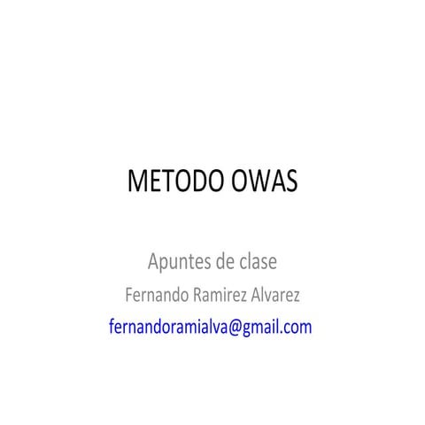 Owas method | PDF