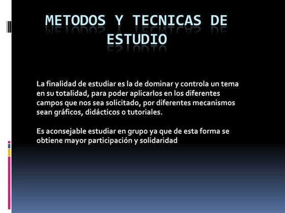 tecnicas y metodos de estudio | PDF