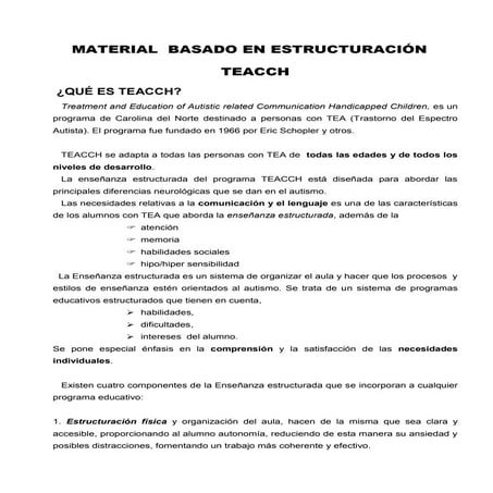 Cajas de trabajo modelo TEACCH estructura | PDF