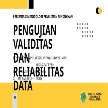 ppt metode penelitian tentang PENGUJIAN VALIDITAS DAN RELIABILITAS DATA ...