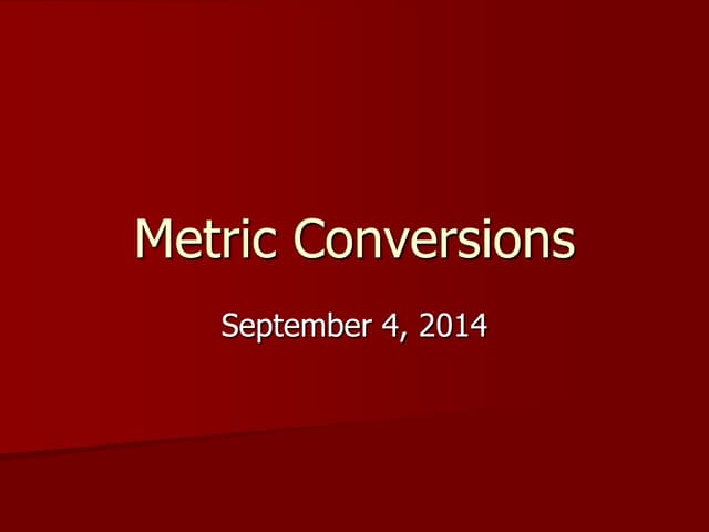Metric Conversion | PPT