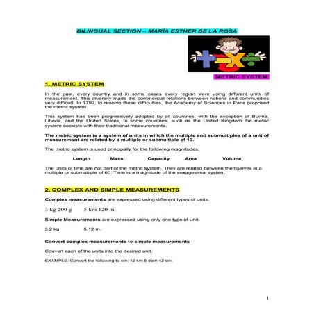 Metric system | DOC | Physics | Science