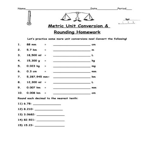 Unit Conversion Practice Sheets U.S. Customary Unit Conversion