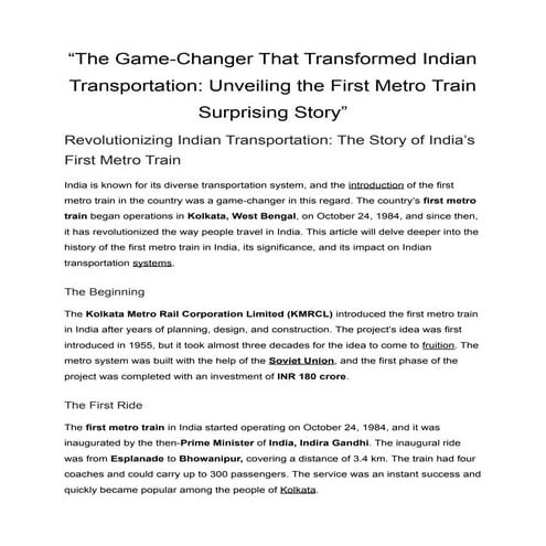 “The Game-Changer That Transformed Indian Transportation: Unveiling the ...