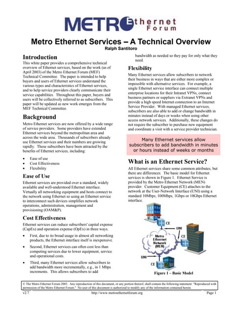 MetroCONNECT: Ethernet Access Networking | PDF