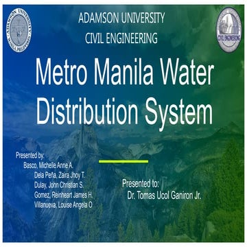 Metro Manila Water Distribution System | PPTX