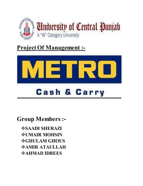 Metro cash and carry | PPTX | Retail Industry | Industries