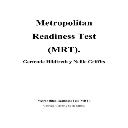 Metropolitan readiness test | DOC