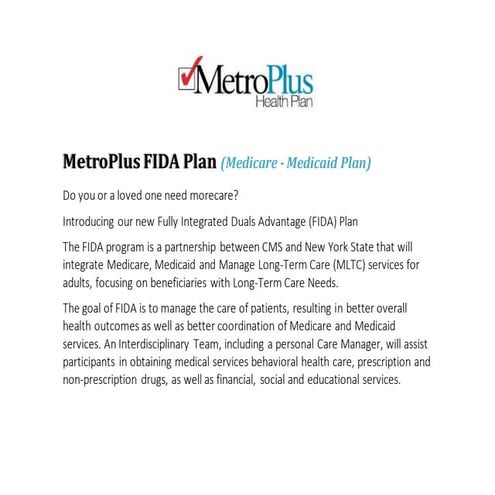 MetroPlus FIDA Plan | MetroPlus | DOCX