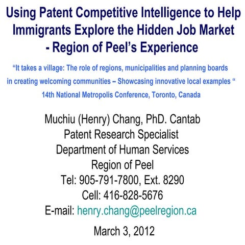Using Patent Competitive Intelligence to Help Immigrants Explore the ...