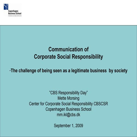 Communication of Corporate Social Responsibility | PPT