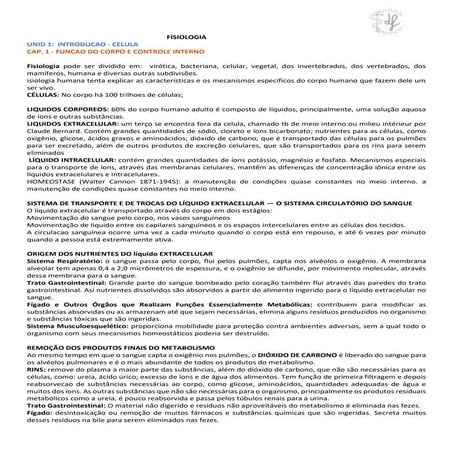 MEU RESUMO FISIOLOGIA, contiene resumos de varios capitulos del libro guyton, de e forma ...