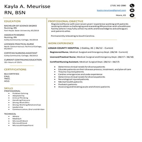 Meurisse, kayla resume | DOCX | Medical Health