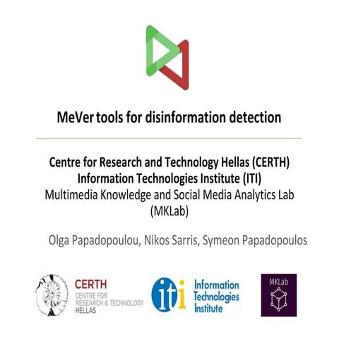 MeVer tools for disinformation detection | PPTX