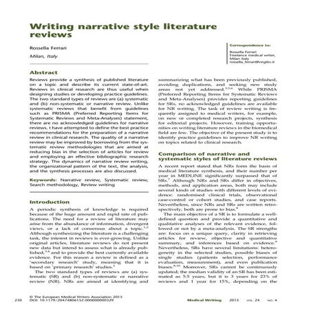 Writing narrative reviews-Rossella Ferrari | PDF