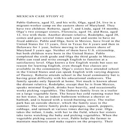 MEXICAN CASE STUDY #2 Pablo Gaborra, aged 32, and his wife, Olga.docx